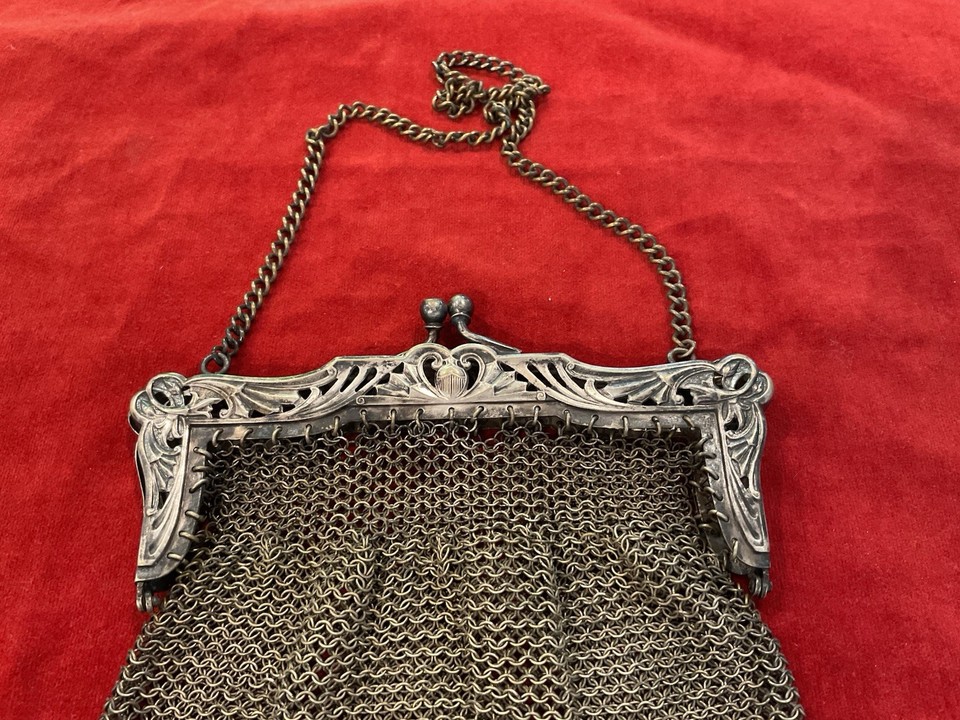 ANTIQ VTG SMALL 1920S GERMAN SILVER W&D WHITING DAVIS? EVENING METAL ...