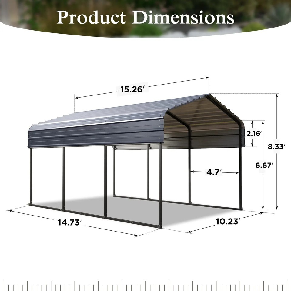 Heavy Duty Car Canopy Outdoor Carport Cover Metal Car Port with ...