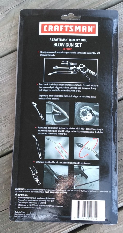 Craftsman 6 Piece Blow Gun Accessory Kit 9-16390 | eBay