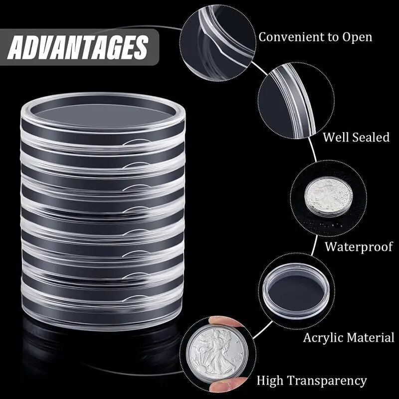 Premium Coin Capsules Collectors Sizes From 21mm to 45mm Plastic Clear ...