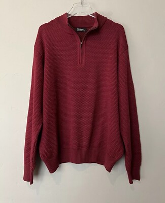 Vtg St Croix Quarter Zip Sweater Mens XL Burgandy Textured Wool Blend ...