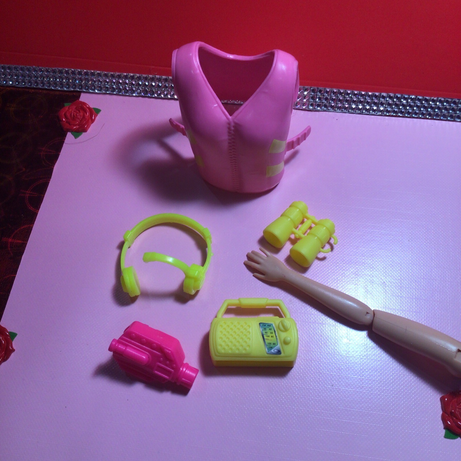 Mattel Barbie Doll Life Jacket Pink Safety Vest Binoculars Accessories ...