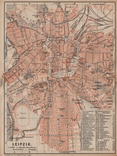 LEIPZIG antique town city stadtplan. Saxony karte. BAEDEKER 1904 old ...