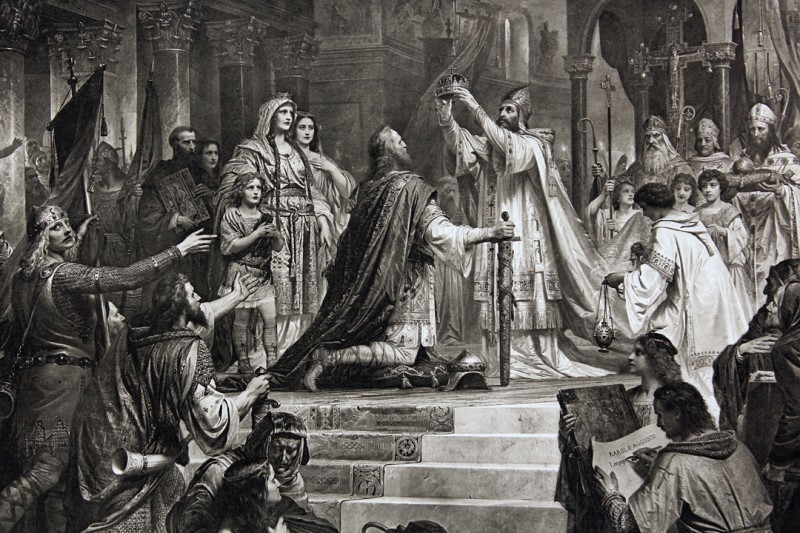 Karl der Große Krönung Rom Papst Leo III. Alkuin Roland Franken Aachen ...