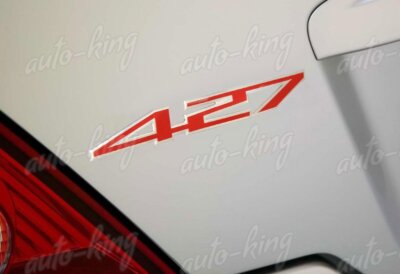 2 x 427 Red Border Brush Silver Aluminum Emblem Badge Sticker Decal Z06 ...