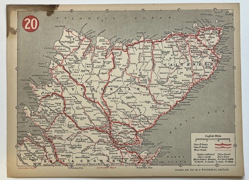 1950s Wonderful Britain map, Places to visit, North Scotland, 26x20cm ...