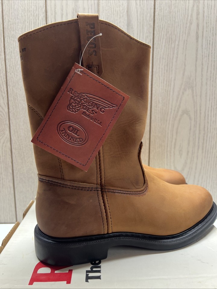 Red Wing 1105 Pecos Leather Work Boots Soft Toe Mens 9 E3 Tan W/ Box ...