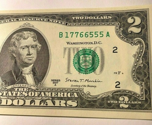 1776 in $2 Bill Uncirculated Crisp New 2017 New York Serial # B ...