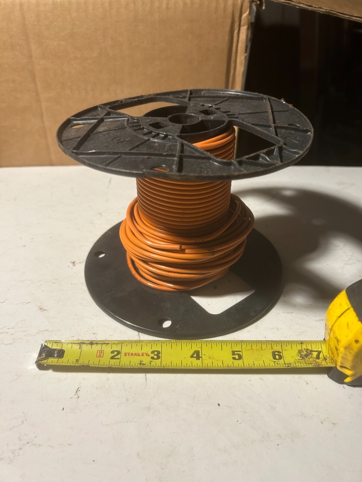 INCOMPLETE spool orange electrical wire cable -plastic spool holder ...