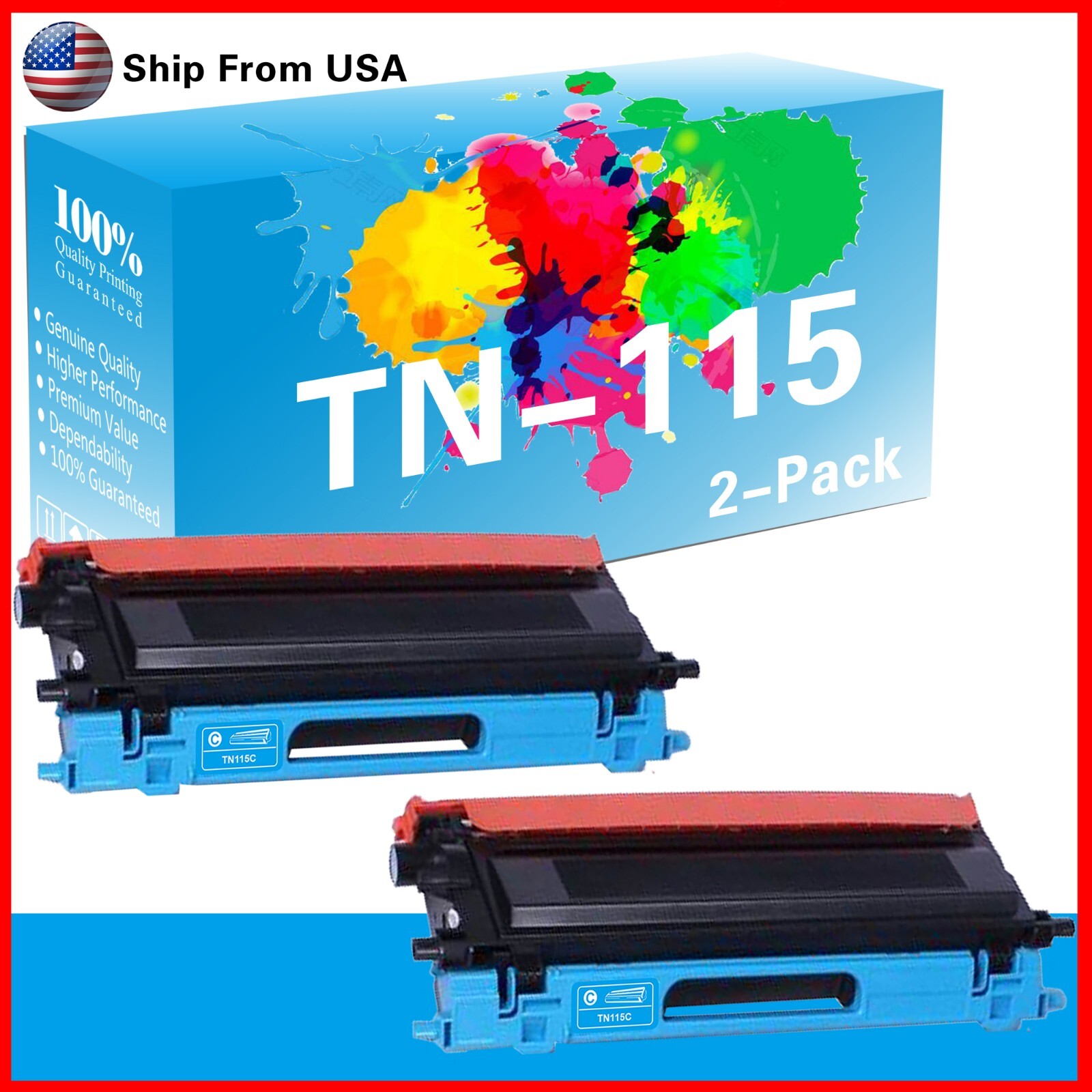 (2PK, Cyan) TN115 TN-115 Toner Cartridge for HL-4040CN 4070CDW DCP ...