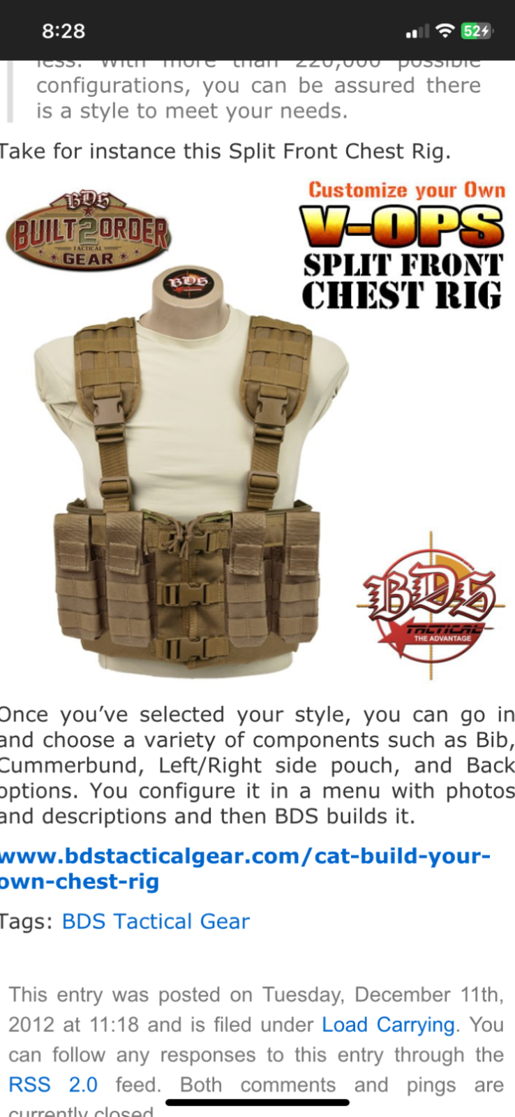BDS Tactical V-Ops Split Front Chest Rig (Built 2 Order-Customize ...