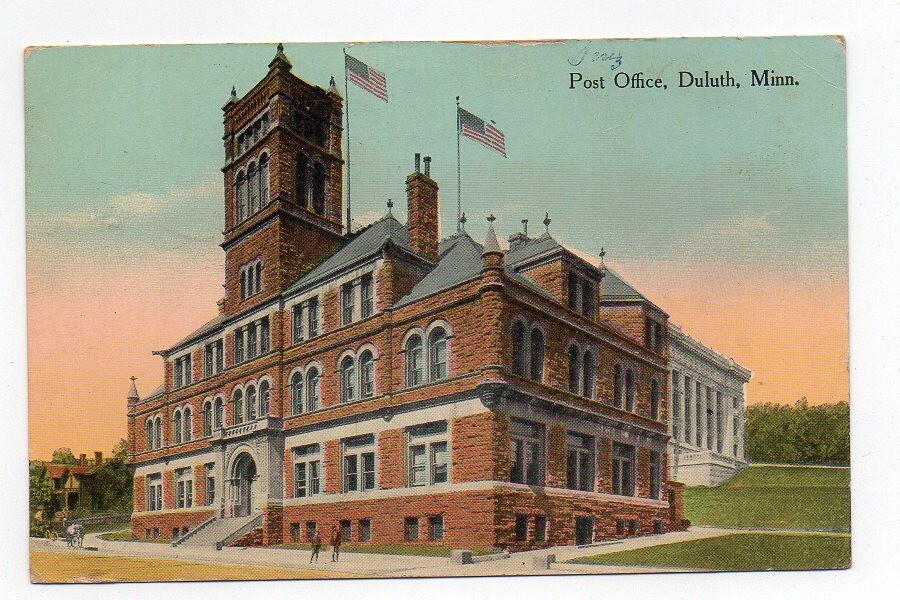 DB Postcard, Post Office, Duluth, Minn., Minnesota, 1914, Christmas ...