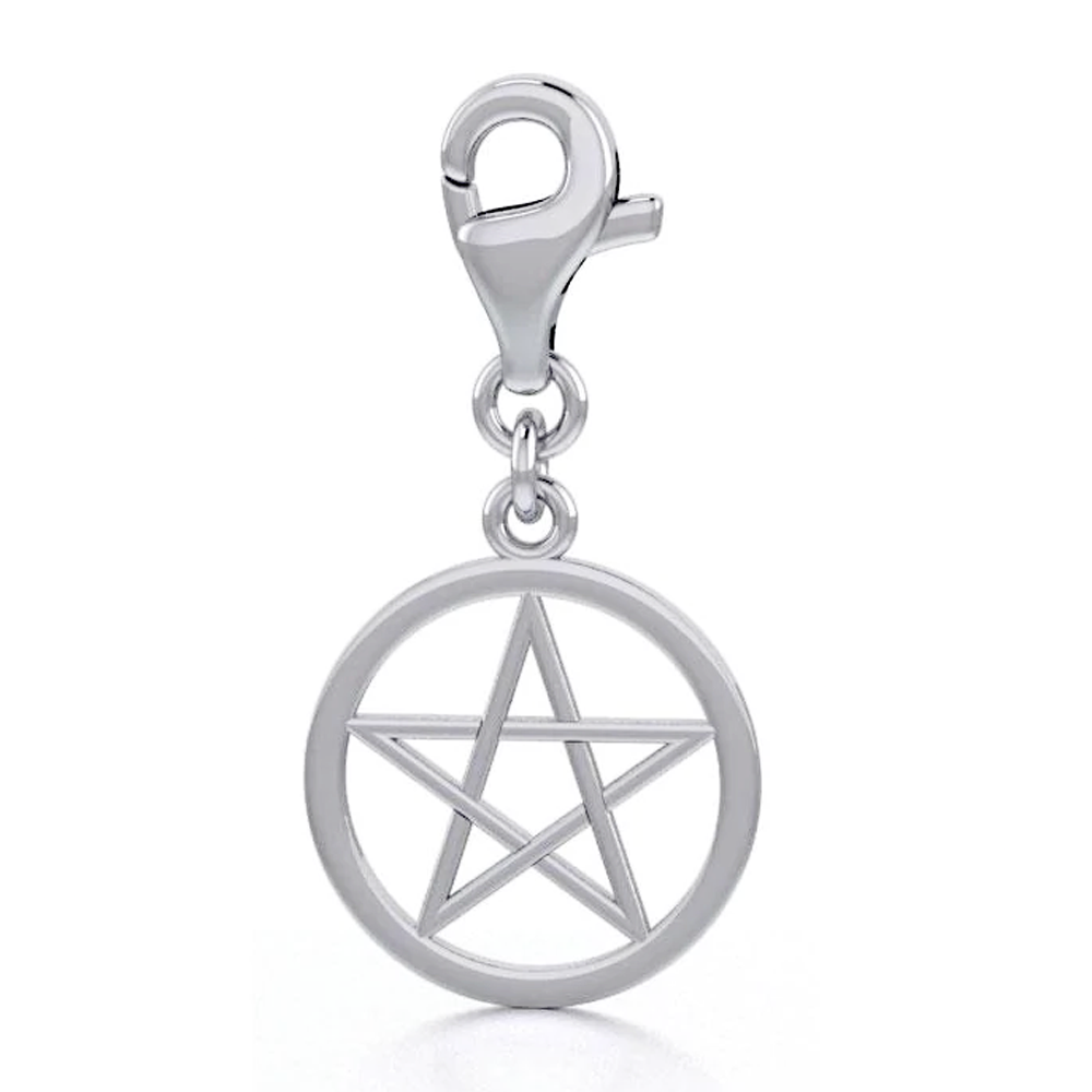 Sterling Silver Pentacle Charm Pentagram Clip-on Wiccan Pagan Bracelet ...