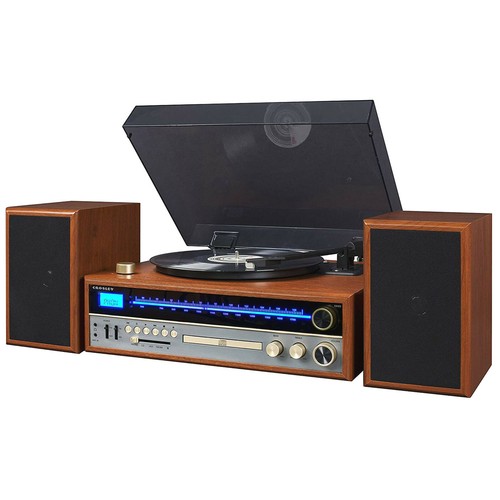 NEW CROSLEY 1975T RETRO HIFI HOME TURNTABLE SYSTEM RADIO CD PLAYER ...