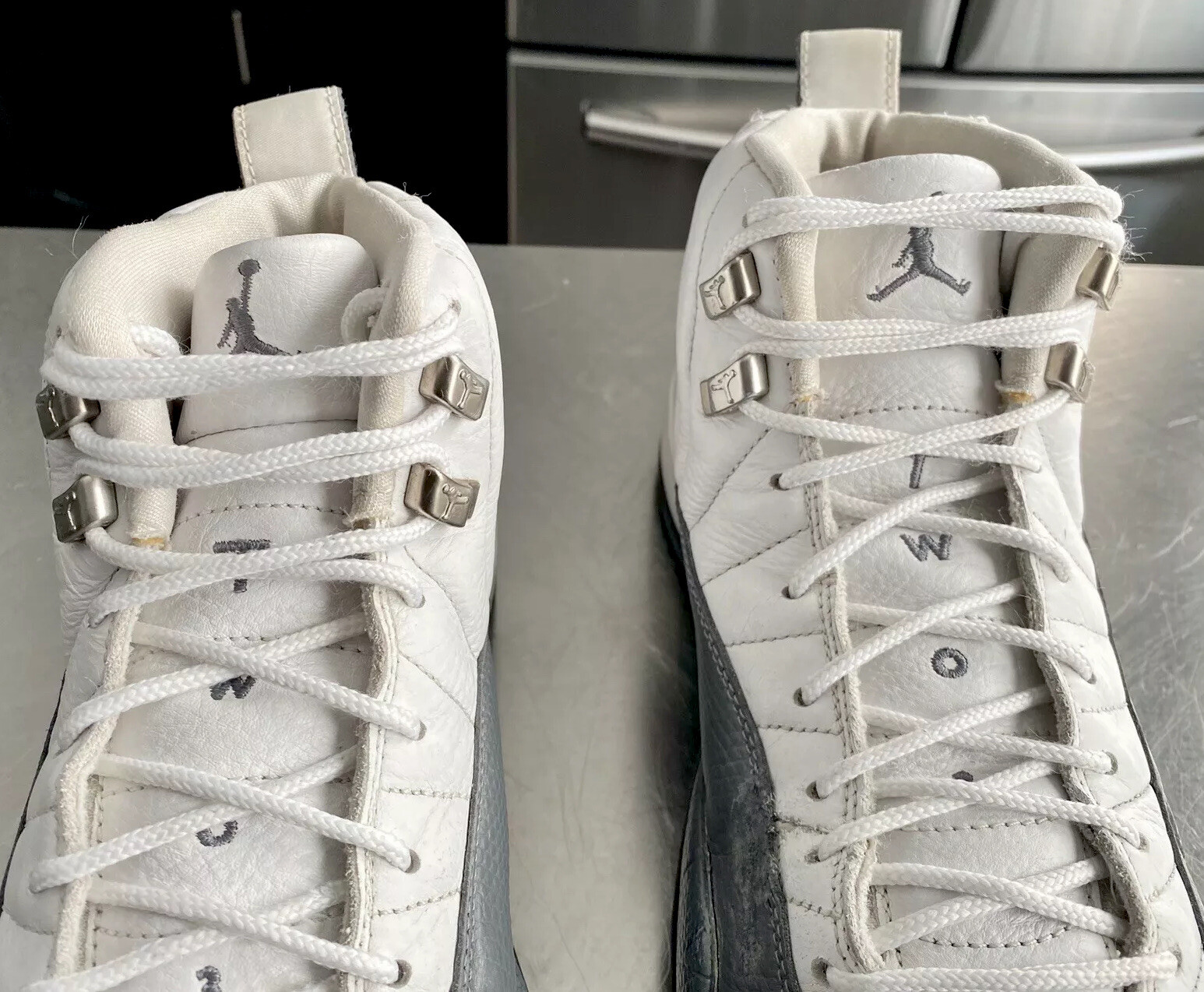 AIR JORDAN 12 XII RETRO SNEAKERS WHITE/FLINT-GREY MENS SIZE 10 [136001 ...