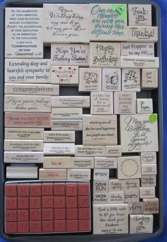 #3 Lot-56 Wooden Mounted Rubber Stamps Sentiments Words Phrases DIY ...