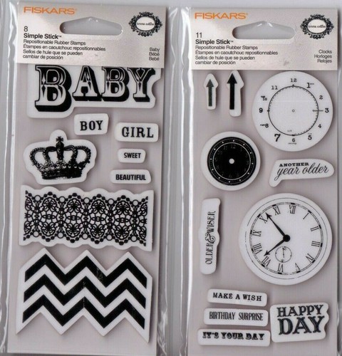 Fiskars Rubber Cling stamp sets~several to choose from~BABY, MUSIC~Cute ...