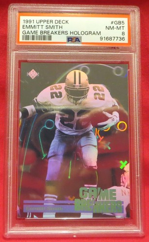 Emmitt Smith **PSA 8** 1991 Upper Deck Game Breakers Hologram #GB5 ...