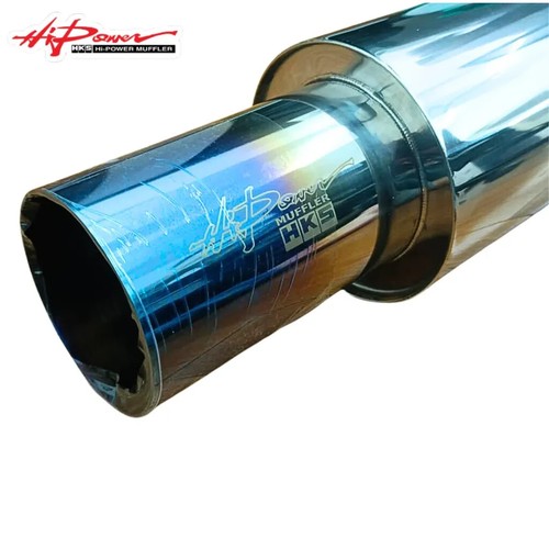 HKS Hi-Power Universal Single Exhaust Muffler titanium Inlet 2.0 ...