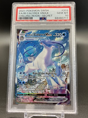 2021 Pokemon Chilling Reign 203/198 Ice Rider Calyrex Vmax PSA 10 Alt ...