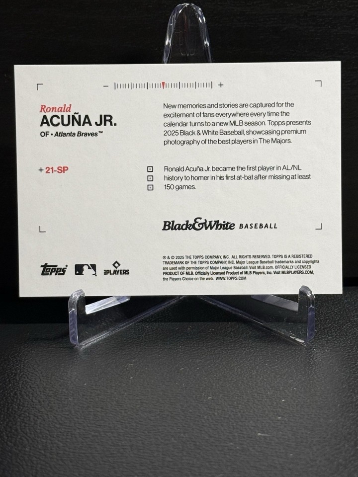 2025 Topps Black & White Ronald Acuna Jr. #21-SP Image Variation SP ...