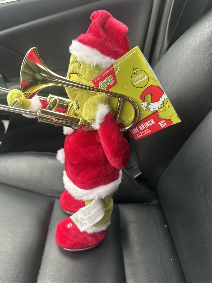 Animated Dr Seuss The Grinch Plush Trombone Playing You're a Mean One ...