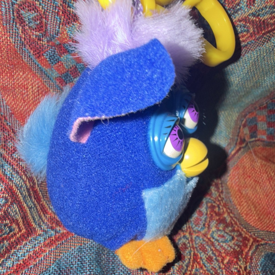 Rare Y2K Furby Plush Keychain Blue Pink Yellow Orange Purple Carabiner ...