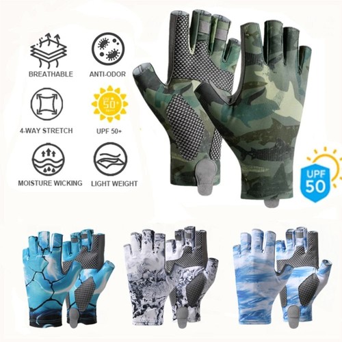 Elastic Fishing Gloves Sweat-absorbent Fingerless Gloves Men Cycling ...
