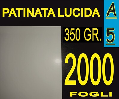 2000 FOGLI A5 CARTA PATINATA LUCIDA STAMPANTI LASER FOTO BIGLIETTI ...