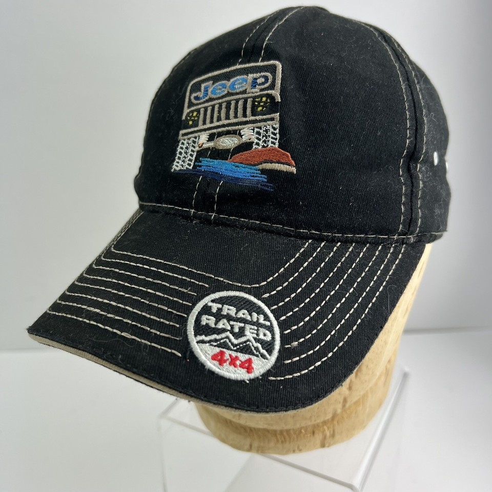 Jeep Trail Rated 4X4 Baseball Cap Hat Black One Size Strap Back Trail ...