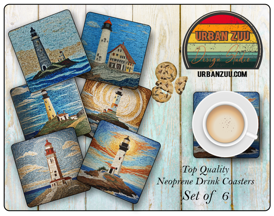 Light House Drink Coasters Lighthouse Coasters - Set of 6 Coasters ...