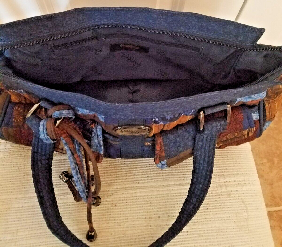 Donna Sharp Quilted Shoulder Handbag Purse Blue Brown… - Gem