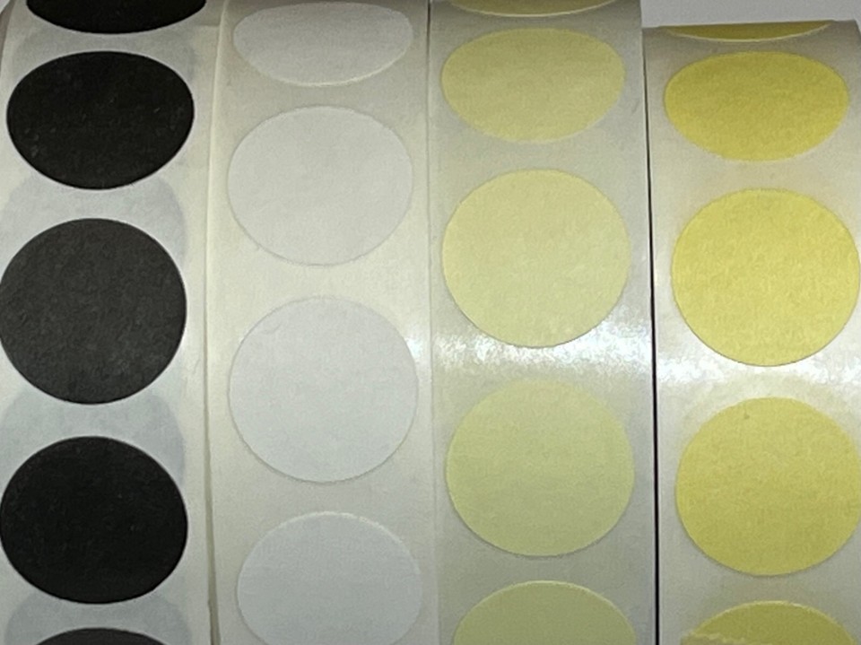 3/4" 19mm Self-Adhesive Target Pasters QTY: 1000/roll Black White Buff ...