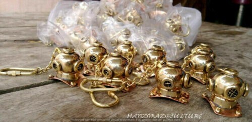 Lot Of 25 pcs Nautical Brass Diving Helmet Key Chain Maritime Divers ...