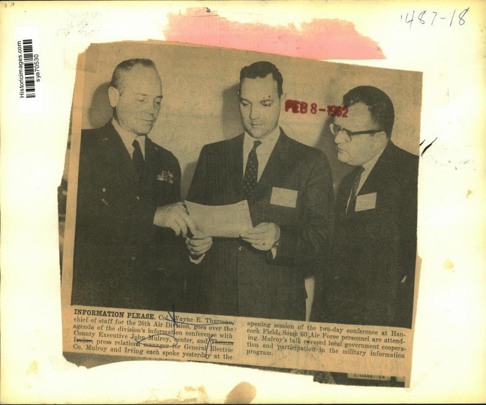 1962 Press Photo New York-Colonel Wayne E. Thurman; John Mulroy; Thomas ...