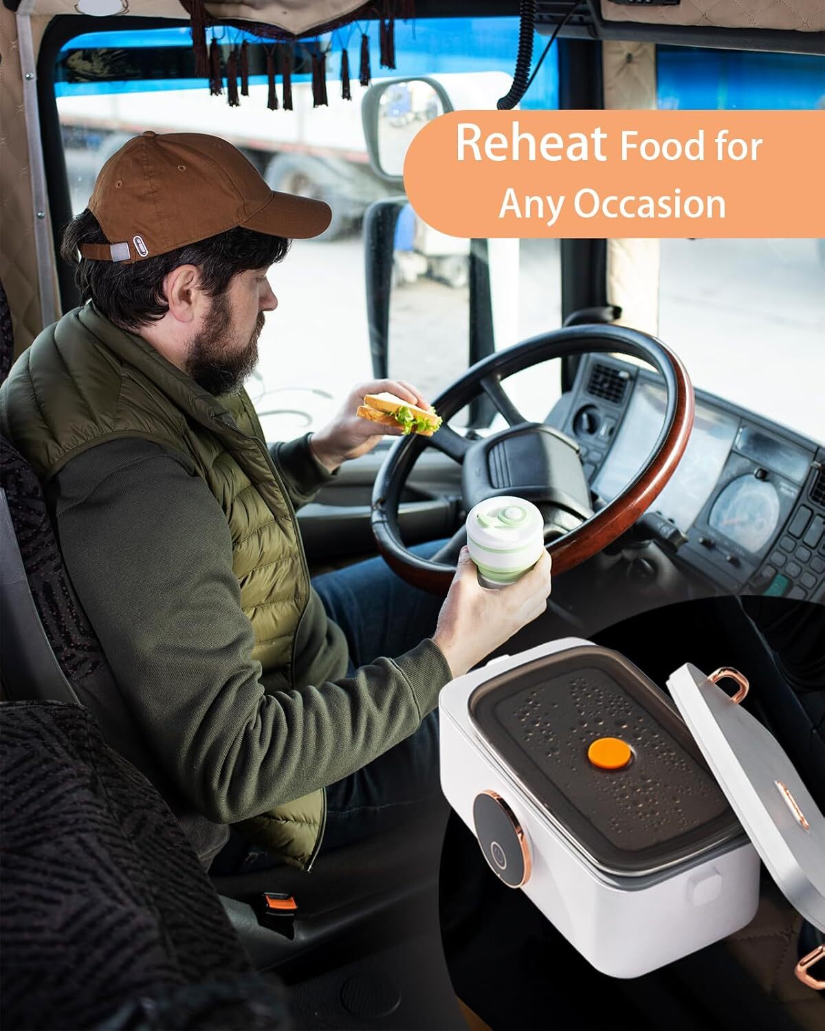 Portable Electric Heating Lunch Box Wireless Rechargeable Water-free ...