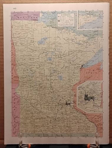 1961 Vintage MINNESOTA Authentic Old Atlas Map Life Pictorial Atlas of ...