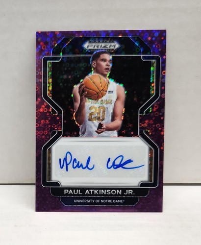 PAUL ATKINSON 2022 Prizm Draft PURPLE CIRCLES ~ Notre Dame AUTO #'d /50 ...