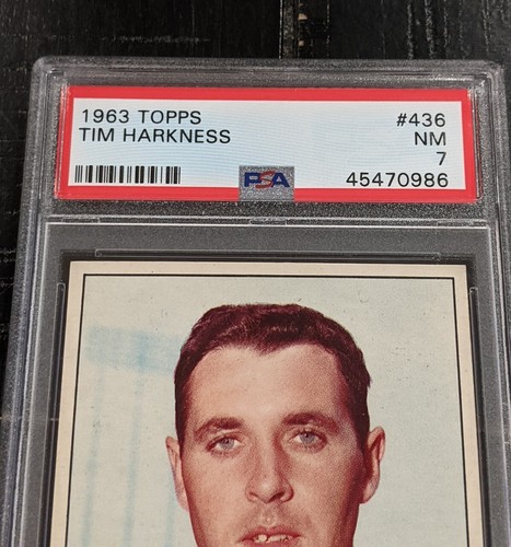 1963 Topps Tim Harkness PSA 7 NM DEAD CENTERED #436 Vintage New York ...