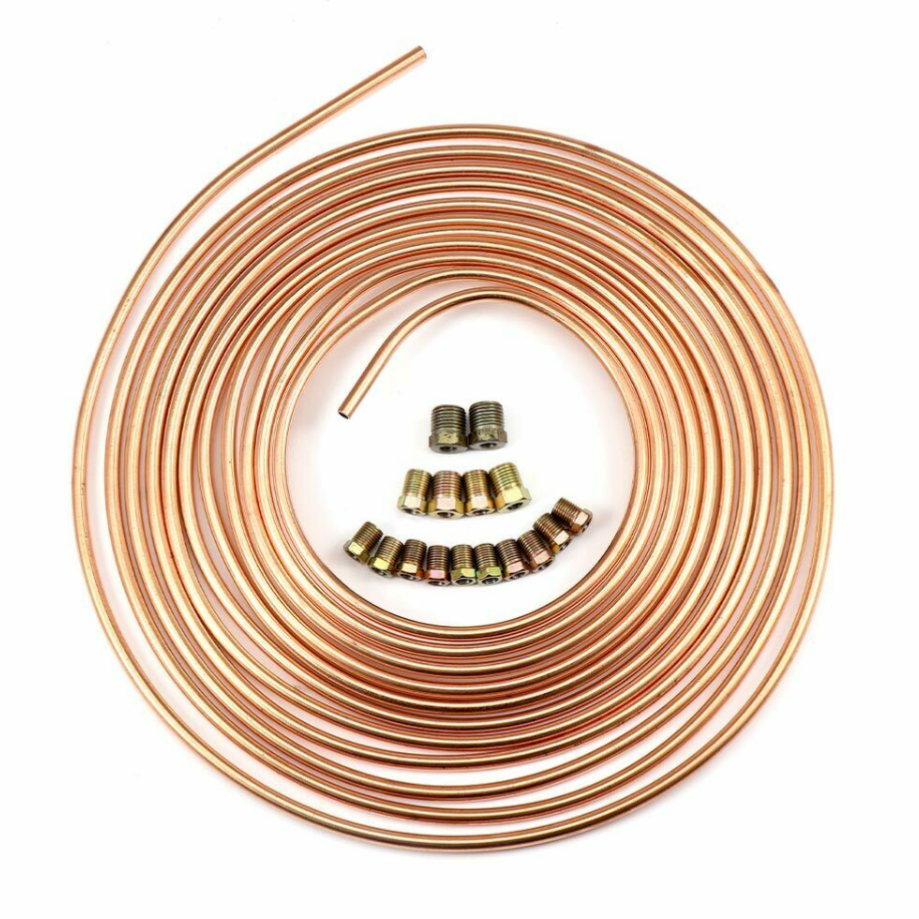 2X Copper Nickel Brake Line Tubing Kit 1/4'' OD 25 Ft Coil Roll With 32 ...