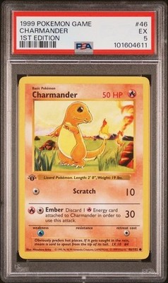 1999 POKEMON GAME BASE SET CHARMANDER #46 1ST EDITION SHADOWLESS PSA 5 ...