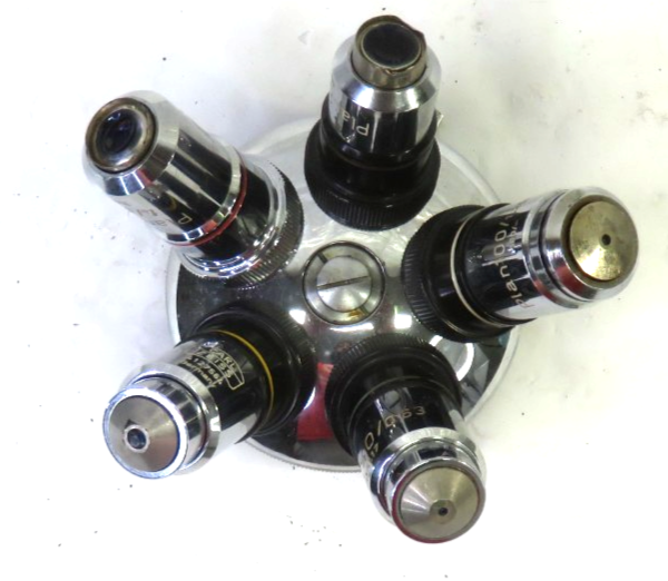 ZEISS Quintuple Nosepiece Turret with 5 Objectives, FOR PARTS/ REPAIR ...