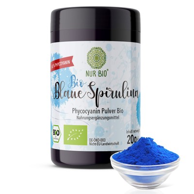 Bio Blau Spirulina Pulver 20 g Phycocyanin Superfood Rohkost vegan ...