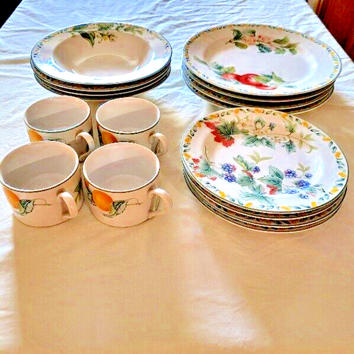 Julie Pople Avon 16pc "Country Fruit Collection" Dinnerware - Service ...