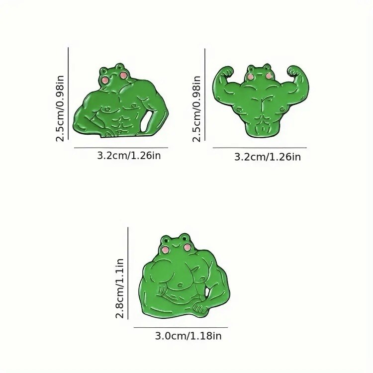 Muscular Frogs 3 Enamel Pins - Ripped Buff Beefy Boi Flexing Muscle ...