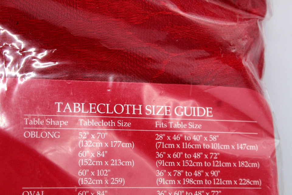 Holiday Time Damask Red Oblong Tablecloth 52"x70" Cotton Blend New in ...