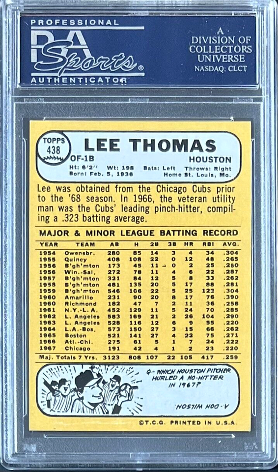 1968 TOPPS #438 LEE THOMAS PSA 7 NM ASTROS | eBay
