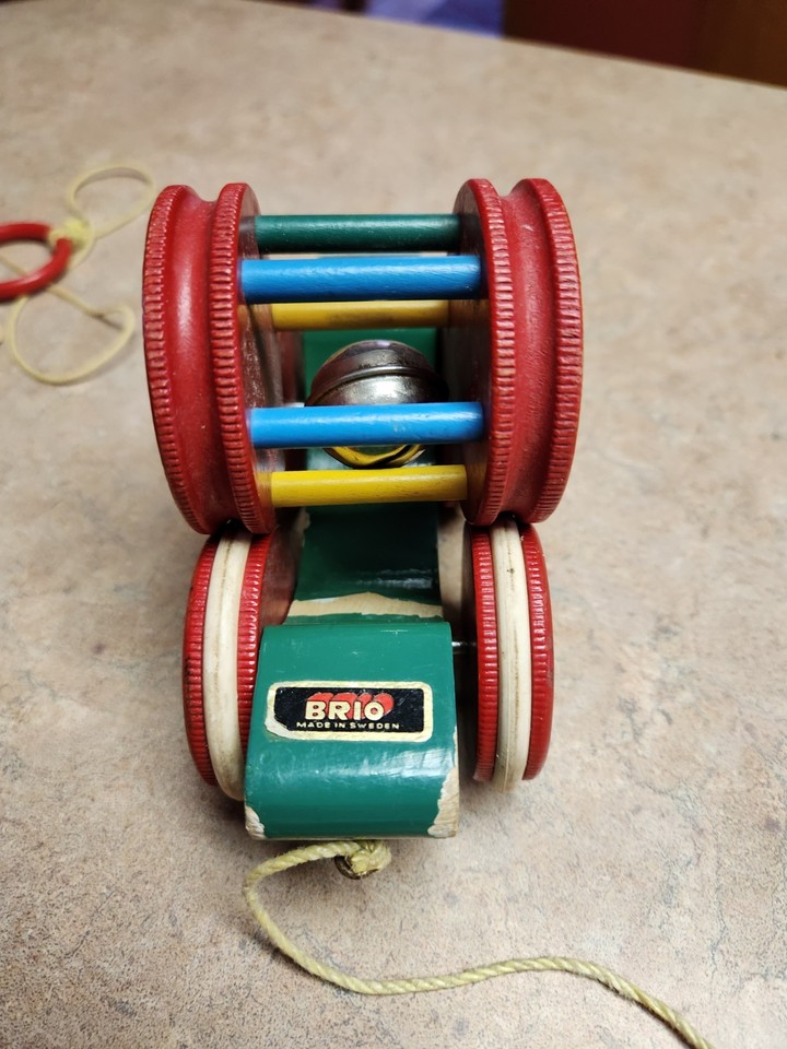 Vintage Brio Wooden Toy Lot of 3 -Rattle Carriage, Spool Spin ...