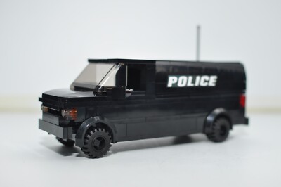 Custom Police Black Transport Van Model Built and Compatible with LEGO ...