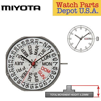Original Miyota 2405, 13 1/2 Ligne, 3 Hands, Date at 3, Japan Quartz ...